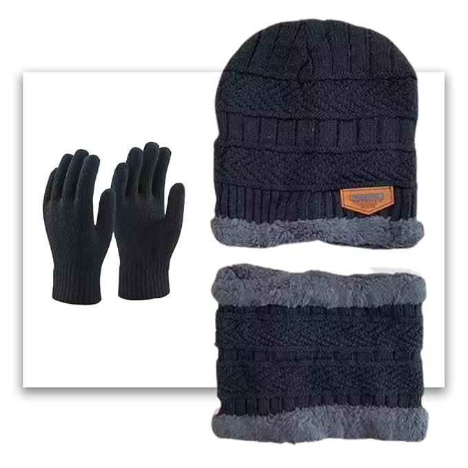 Cap, Gloves and Neck Muffler Winter Combo Set