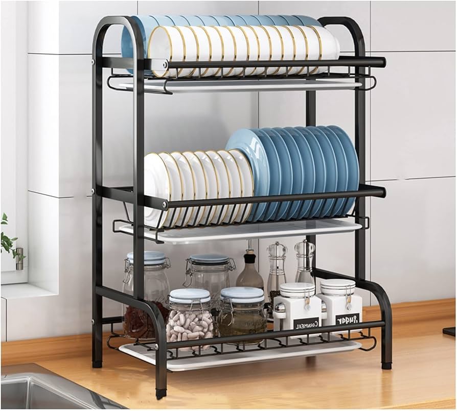 3 Layer Kitchen Dish Rack – Stainless Steel Dish Drying Stand Nepal