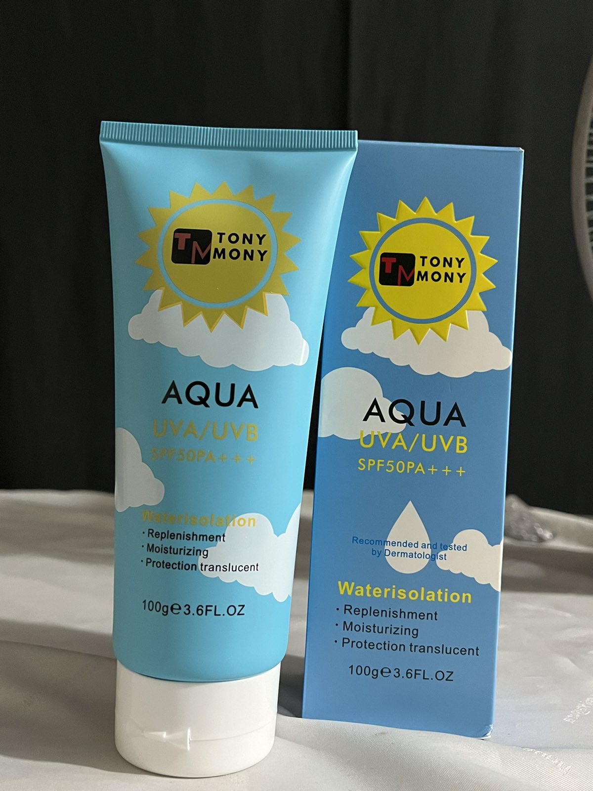 "Tony Mony USA Aqua UVA/UVB SPF50+++ Moisturizing Sunscreen: Hydration ...