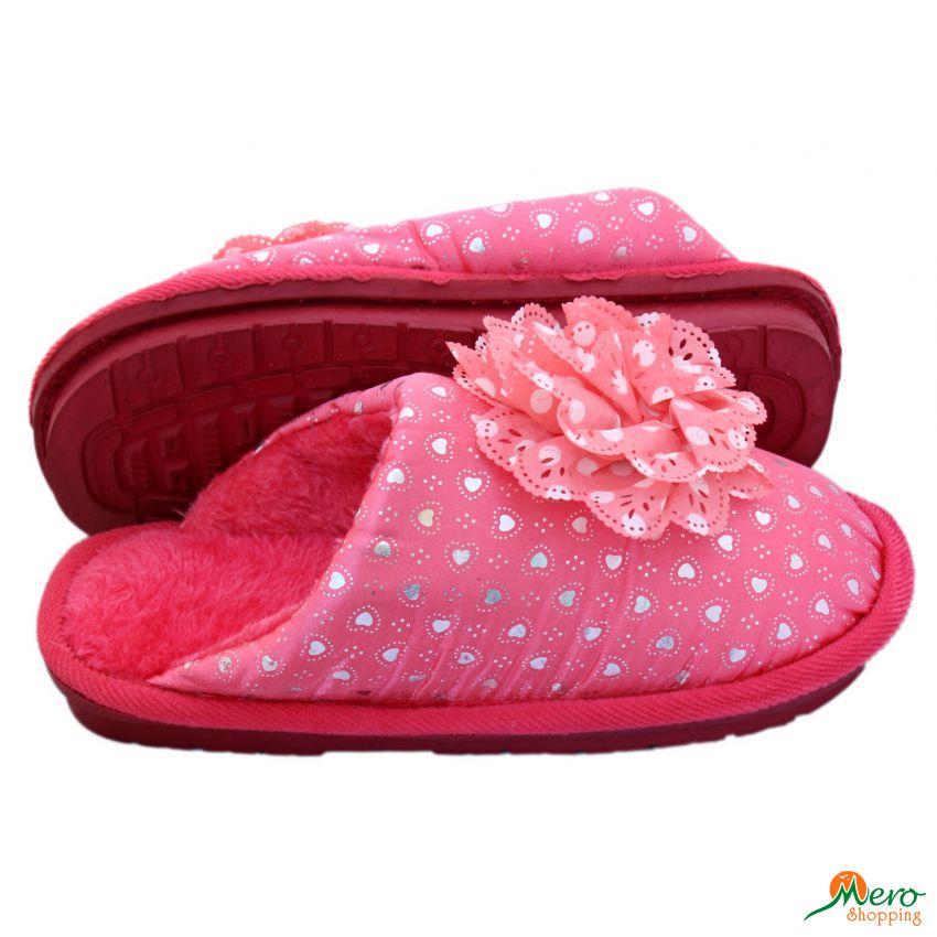 Buy online Pink Bow Glitter Fur Slippers (Design No. 34) in Kathmandu Nepal