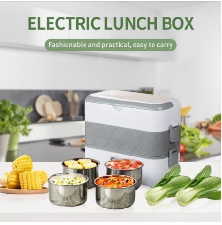 Buy Cooking Lunch Box 4 Liners Stainless Steel Electric Lunch Box 4 In ...