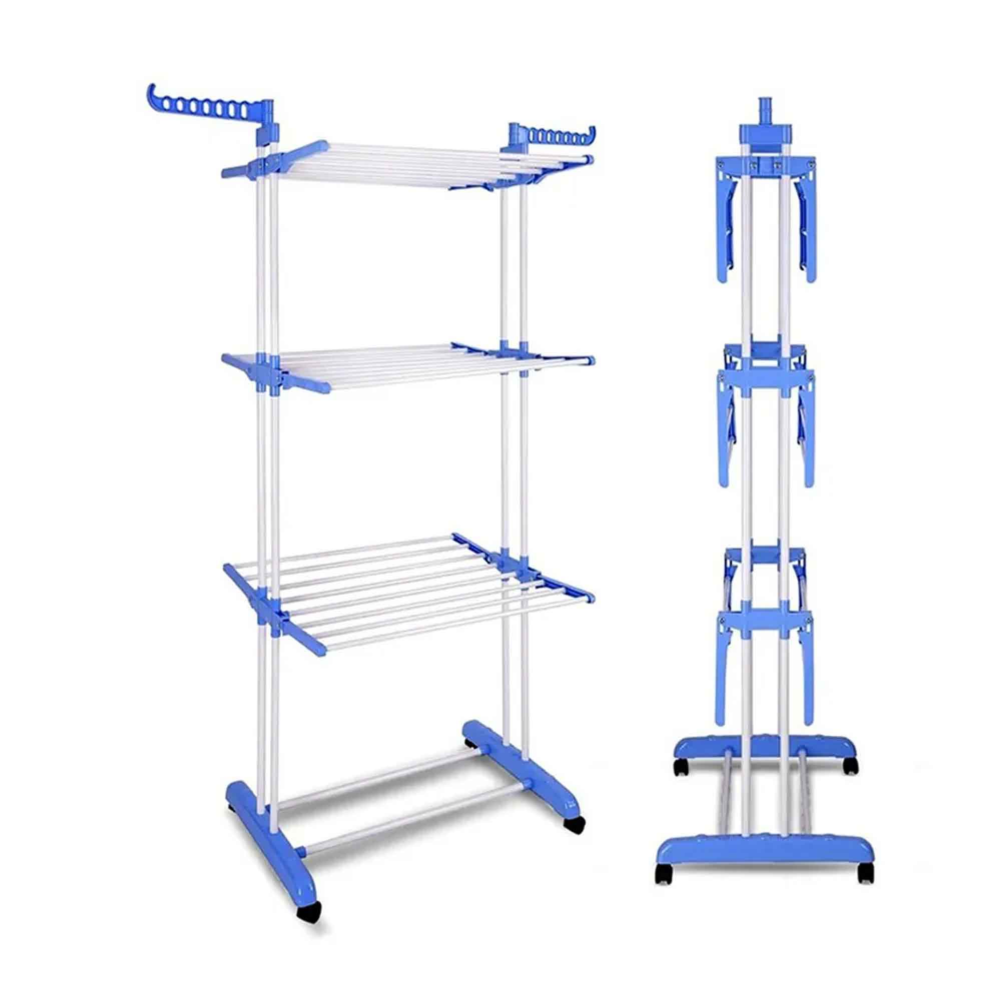 Three Layer Clothes Rack Hanger With Wheels For Drying Clothes