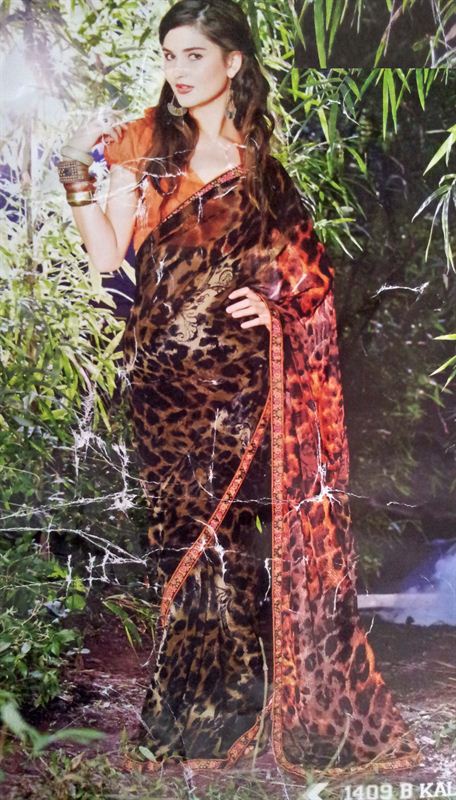Georjet Saree In Tiger Print , Georjet Saree In Tiger Print Price ...