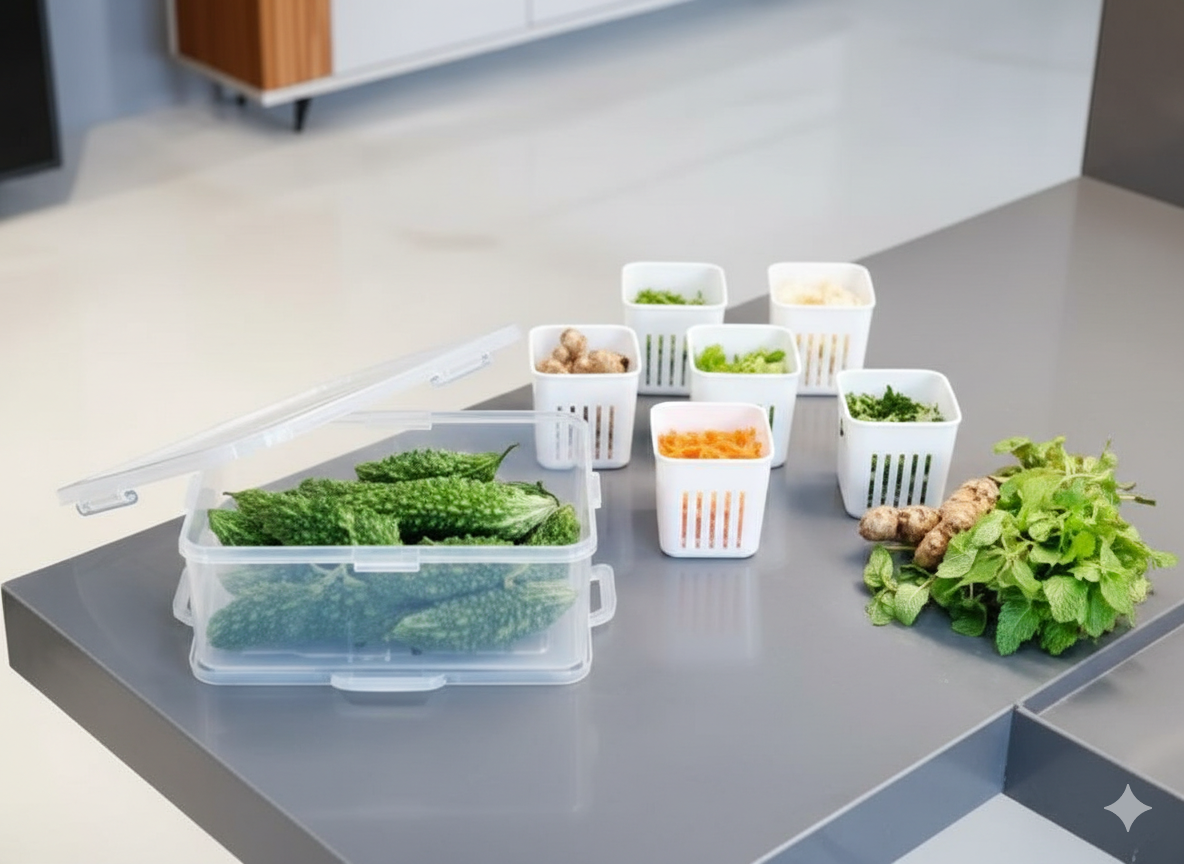 Smart 6-Grid Fridge Storage Box (2 Pcs) | Refrigerator Organizer